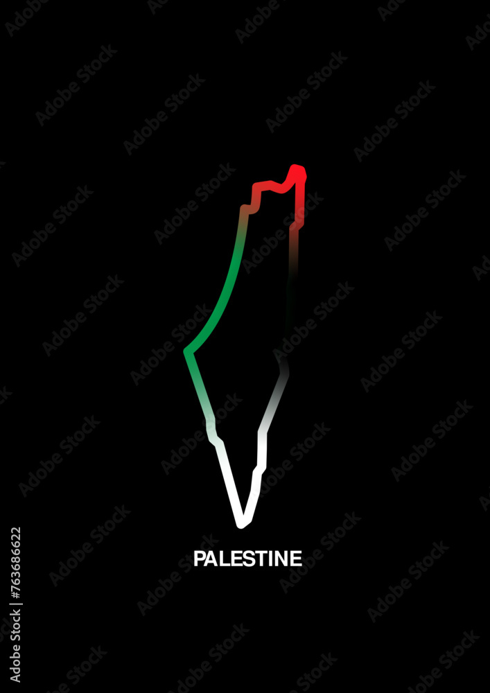 Palestine Map with flag colors in black Stock Vector | Adobe Stock