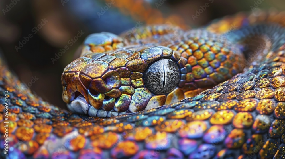 Exploring the mesmerizing iridescence in a rainbow boa's eyes that ...