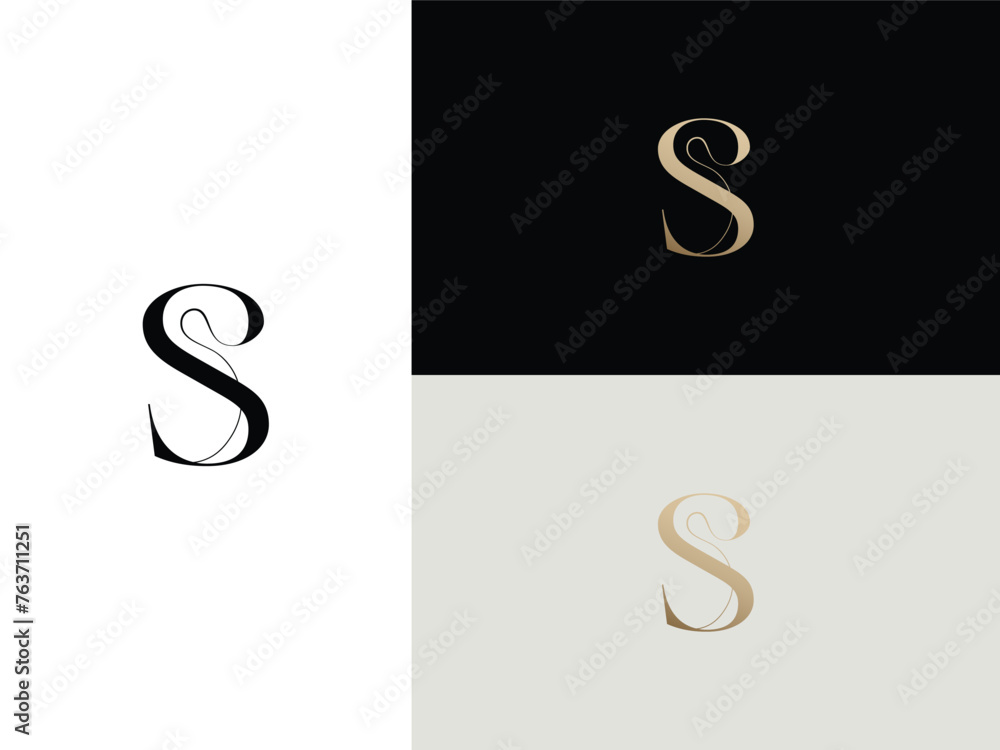 elegant, simple, minimal, and luxury serif font alphabet letter S logo ...