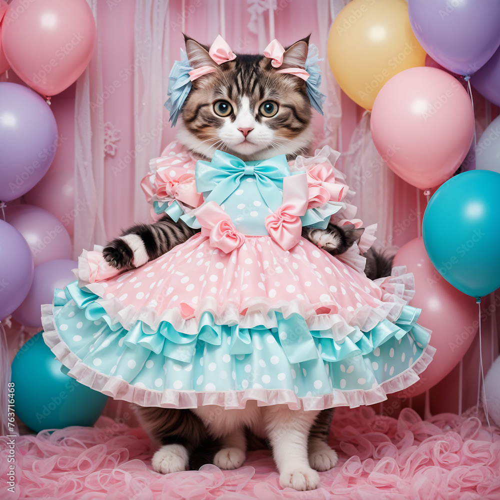 cat and balloons. cat birthday .„Happy birthday, cat birthday with a ...