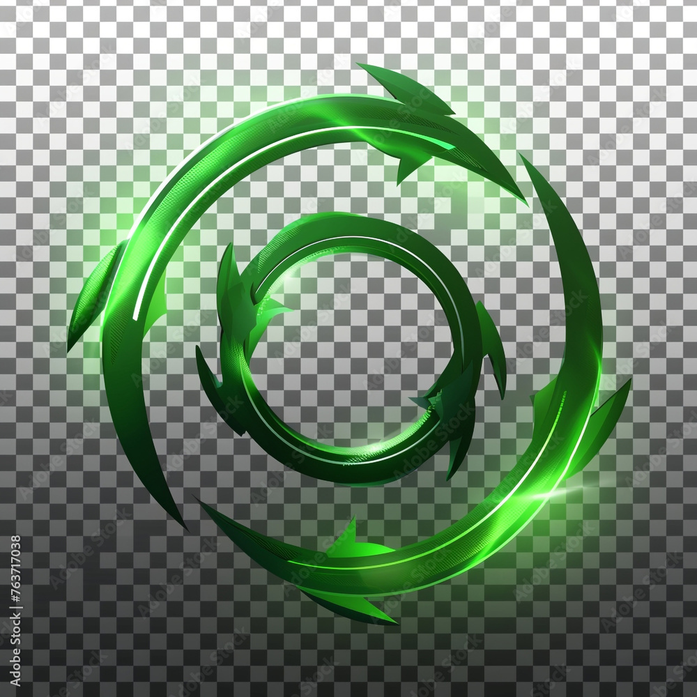 3d green refresh arrows looping in a circle on a transparent background ...