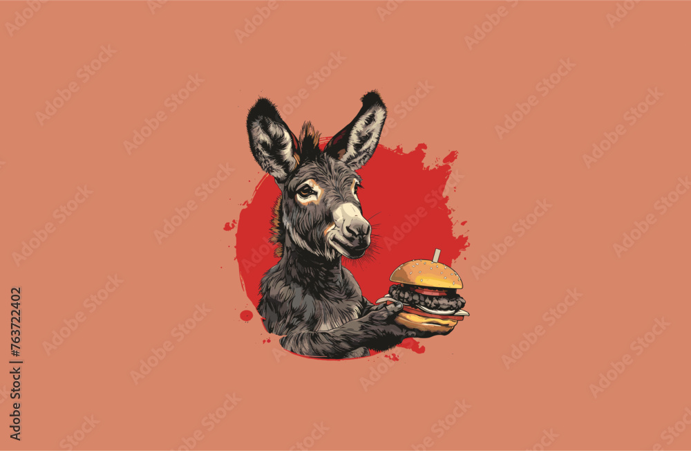 Donkey burger vector illustration flat design Stock Vector | Adobe Stock