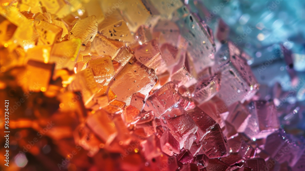 A detailed shot shows the surface of a thermochromic material revealing ...