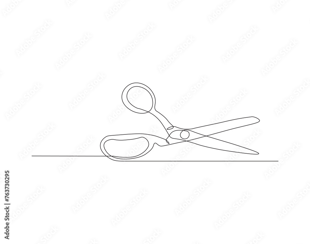Continuous Line Drawing Of Scissors. One Line Of Scissors For Cutting ...