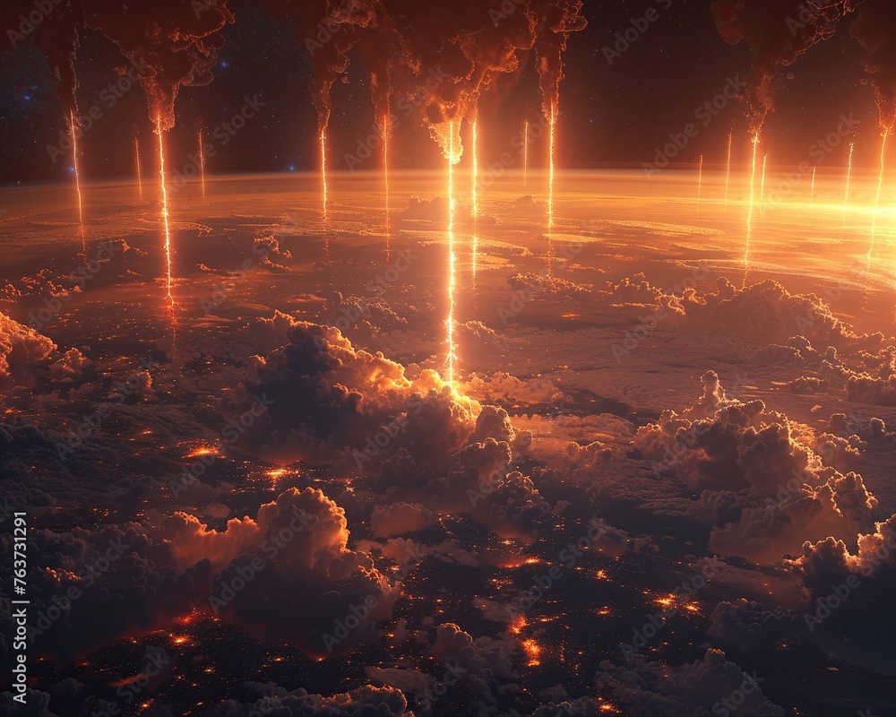 Lightning sprites and jets, rare upper atmosphere event, twilight ...