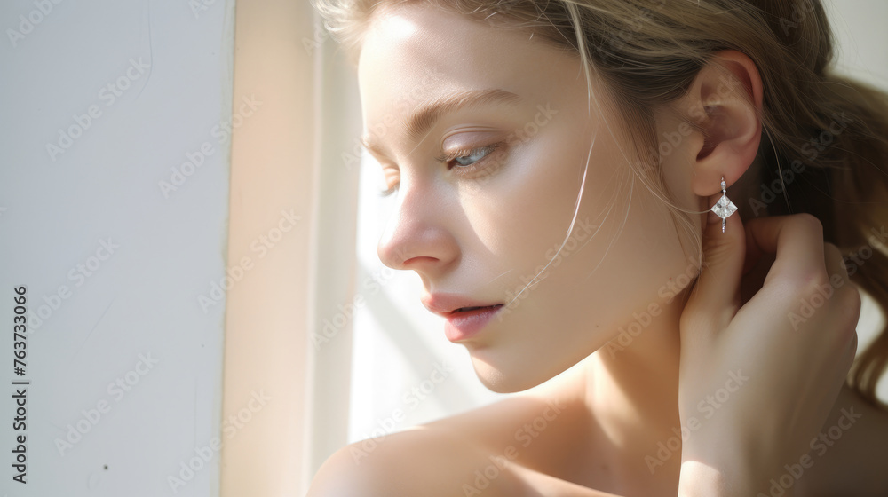 Serene Face and Beautiful Australian Female Model Looking Sideways and ...