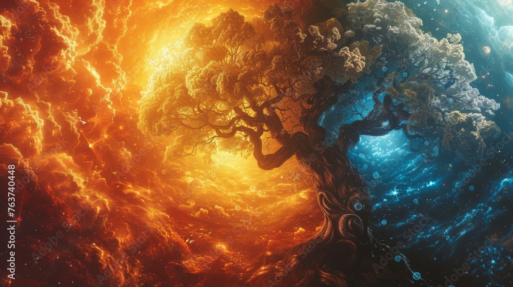 Two parallel universes one filled with familiar objects and the other ...