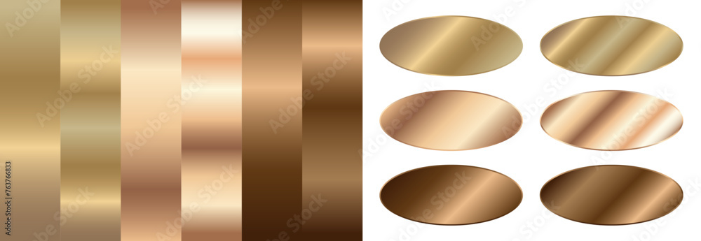 Gold gradient, rose gold gradient and bronze gradient. Vector set of ...