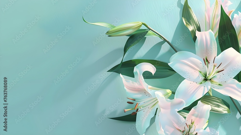 Lilies Flowers spring summer Minimalism Background with empty Copy ...