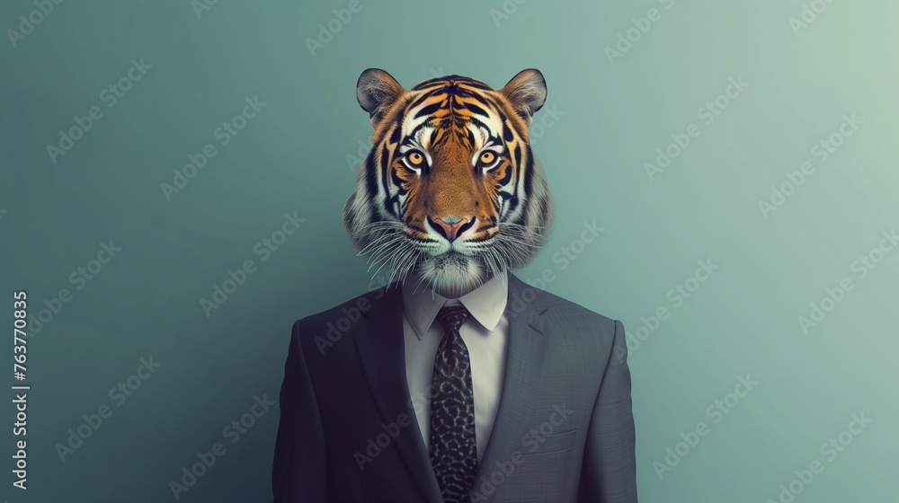 Create a whimsical image portraying an anthromorphic and friendly tiger ...