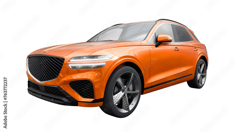 Miami. USA. March 16, 2024. Genesis GV70 2022. Premium orange Korean ...