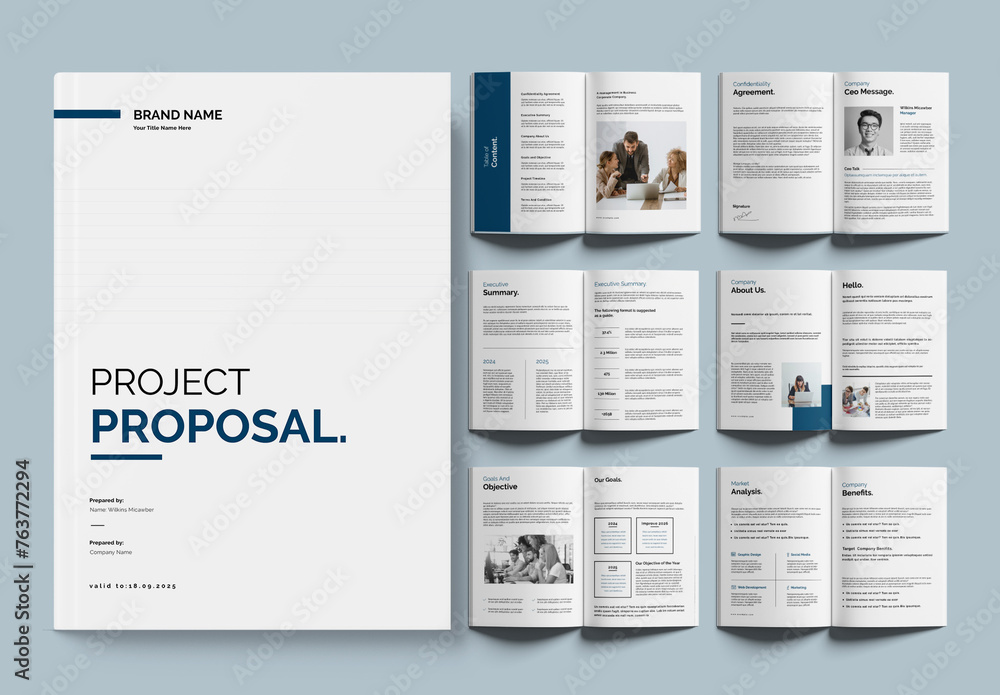 Project Proposal Template Layout Stock Template | Adobe Stock