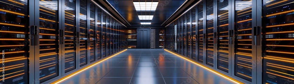 Data Center Interior, interior of a high-tech data center filled with ...