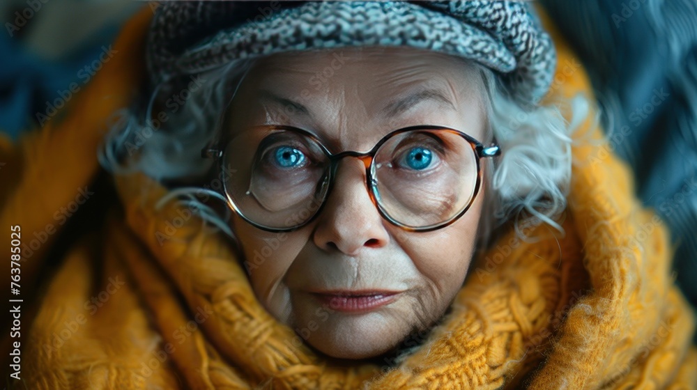 Wolf disguised as grandma hiding in bed with blanket wearing cap and ...