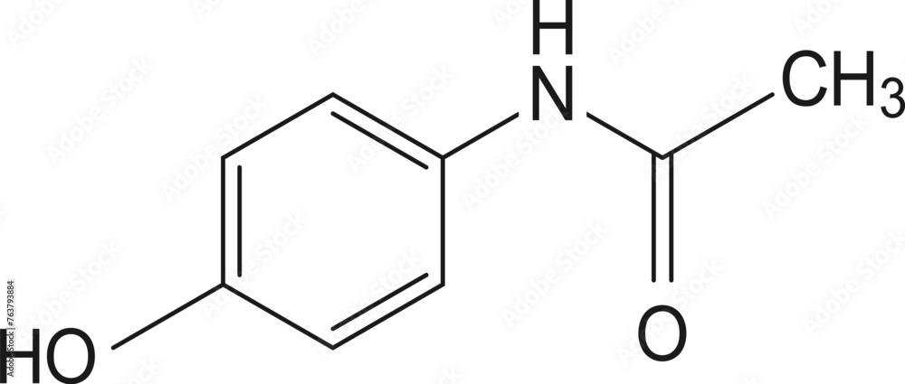 Póster Paracetamol molecule structure, chemical formula on white ...