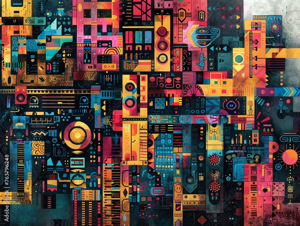 Design an intricate digital art piece illustrating a tribes ...