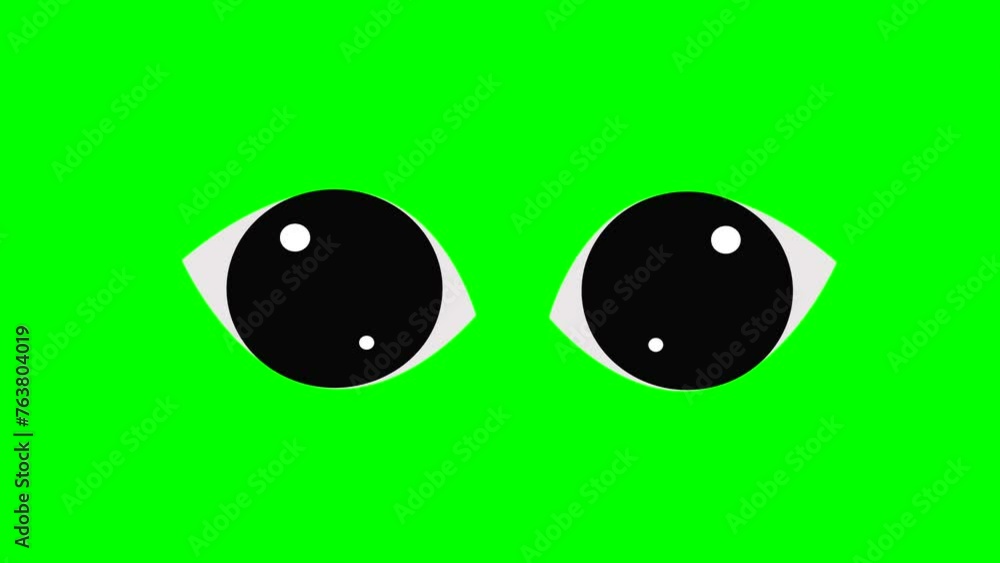 Cartoon simple blinking looking angry eyes on green screen insert ...