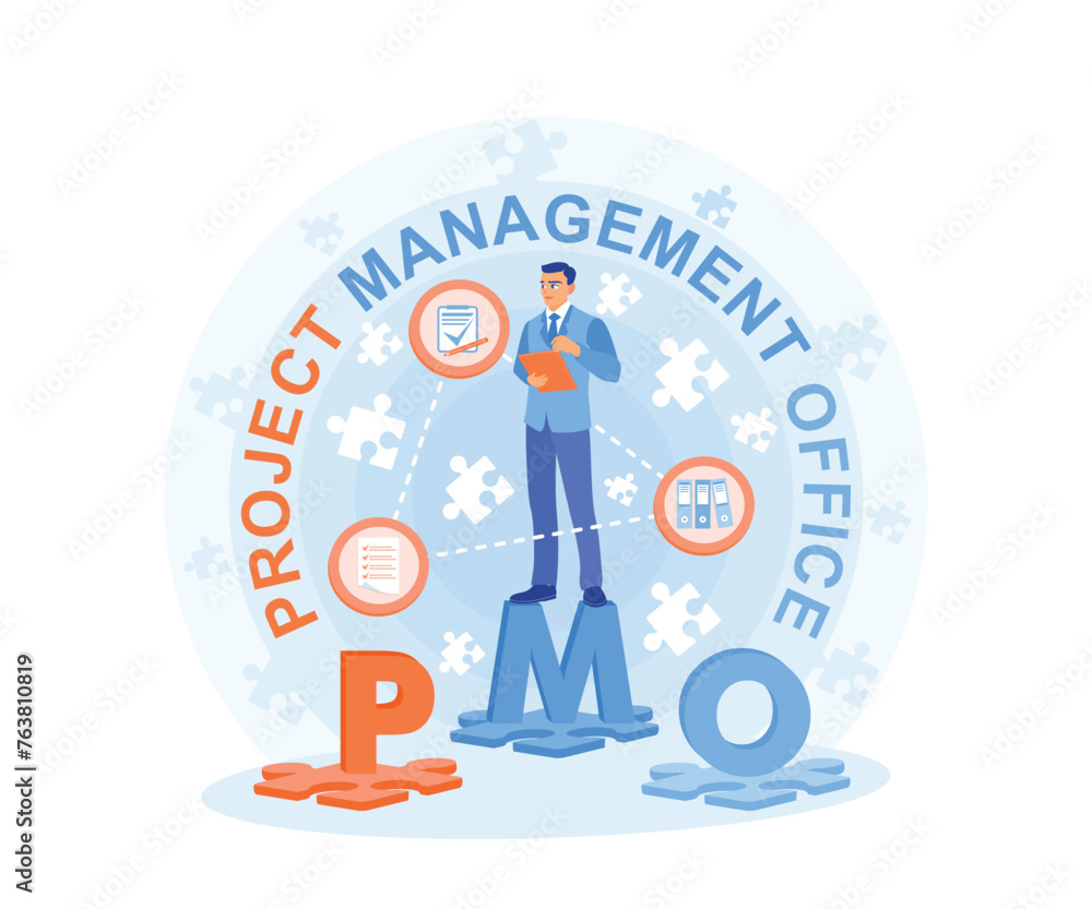 Male manager organizing work in the office. Group work that still needs ...