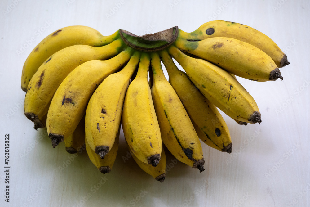 A bunch of ripe yellow bananas. Bananas are healthy fruit, they can be ...
