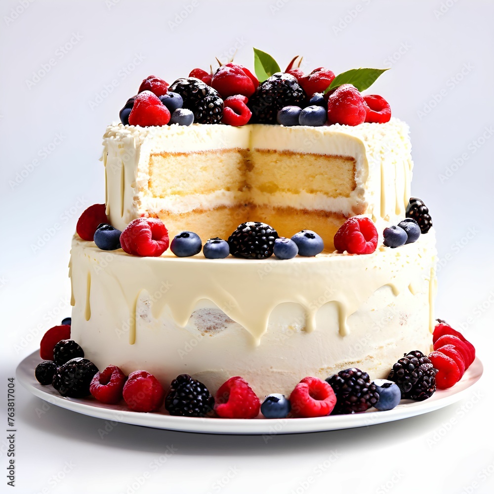 Cake, White Butter Cake with icing granich, White Color Birthday Cake ...