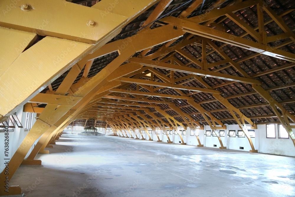 Wooden roof ceiling design at Historical building of Lawang Sewu, Old ...
