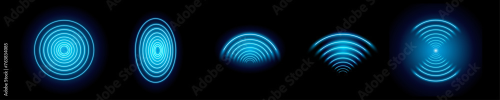 3D Wi-Fi light effect. Wireless networking with a wave effect ...