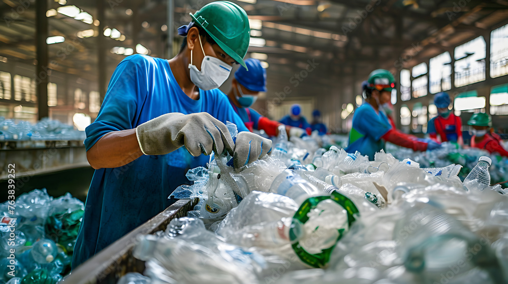 Capture an image of a premium Thai plastic pouch factory where, instead ...
