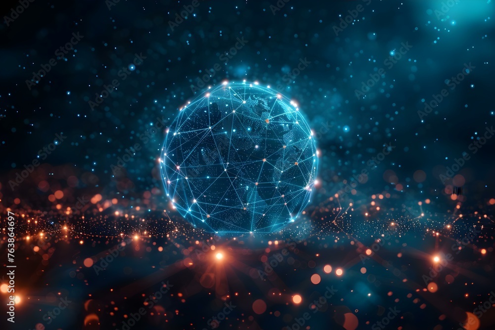 Global Network Connectivity: A Digital Globe with Interconnected Nodes ...