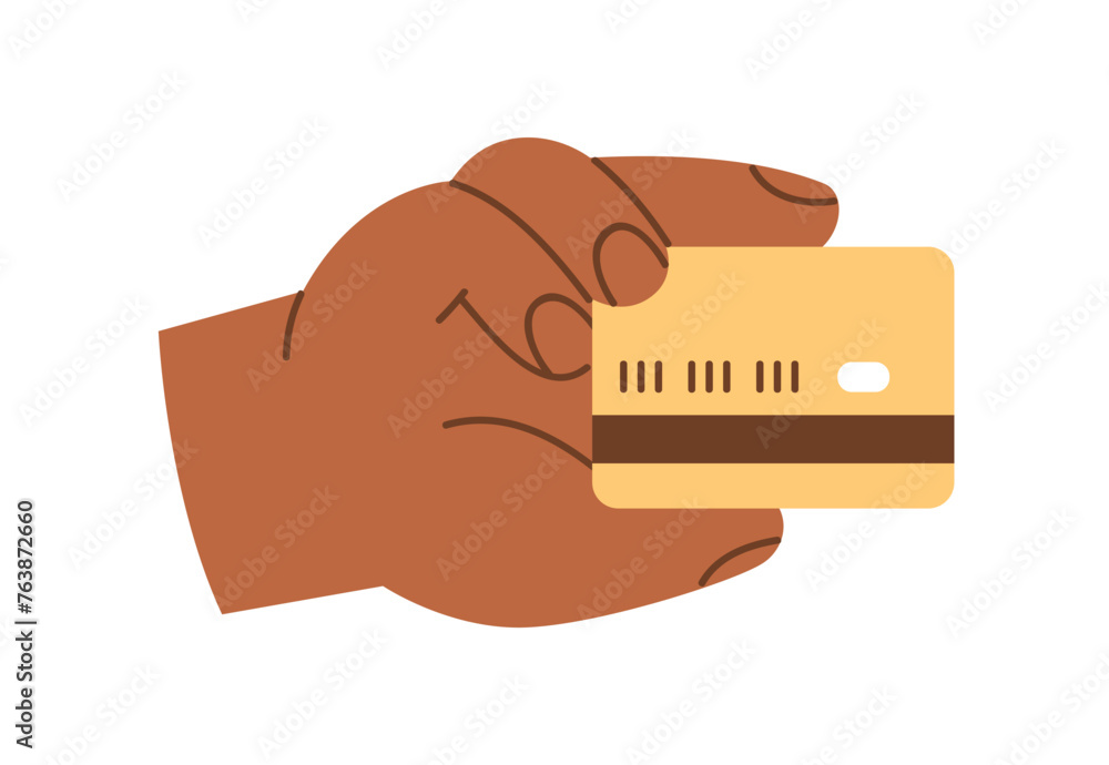 Hand holding credit card icon. Customers arm paying with electronic ...