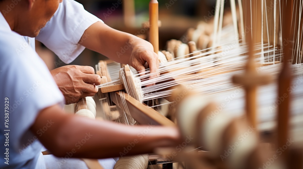 young man instructs and demonstrates the traditional technique of ...