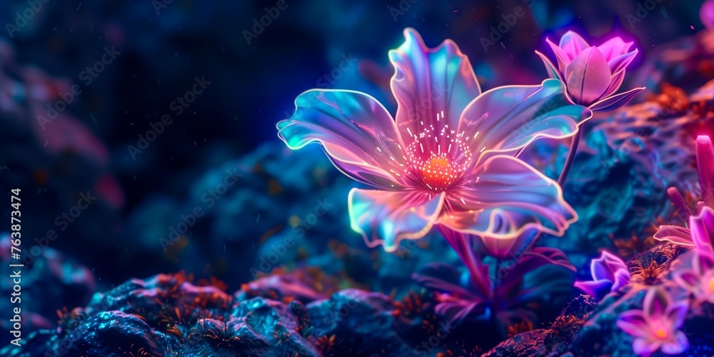 Dynamic surreal impossible flowers in volcano dirty sci fi fictions ...