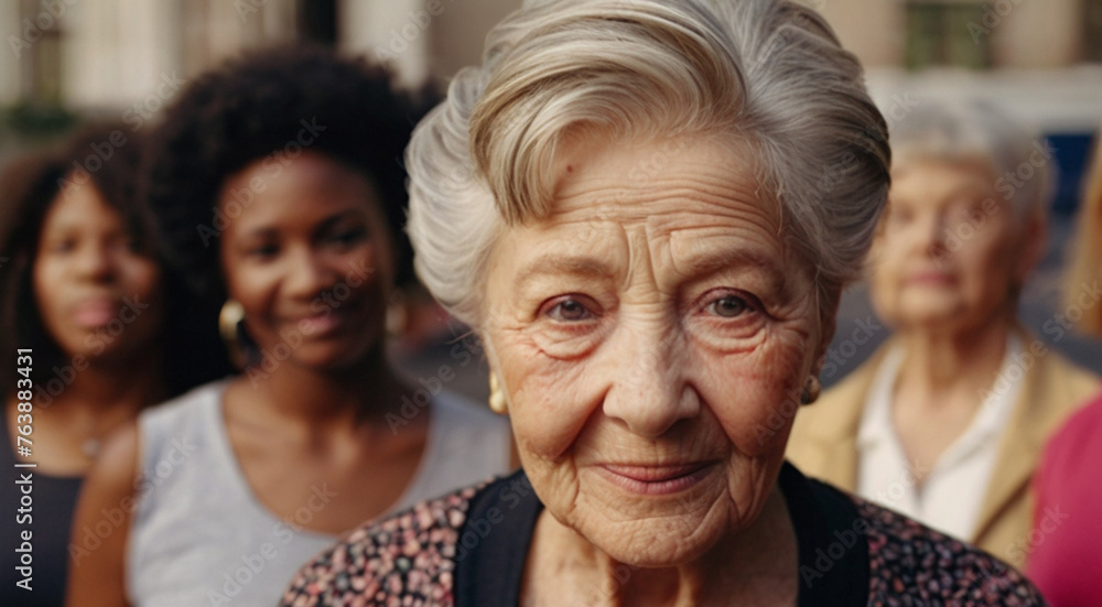 Displeased crowd of women and girls peacfully protesting for women's ...