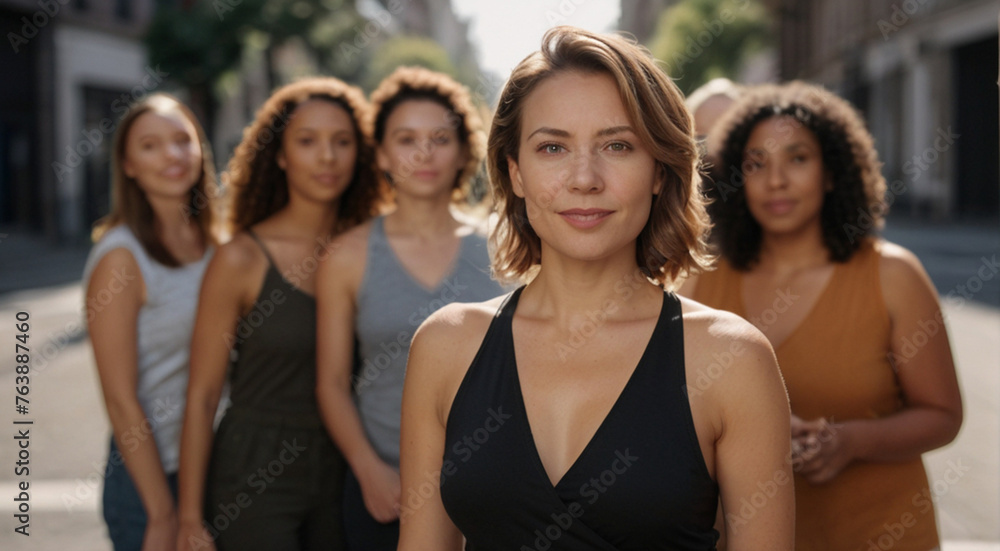 Displeased crowd of women and girls peacfully protesting for women's ...
