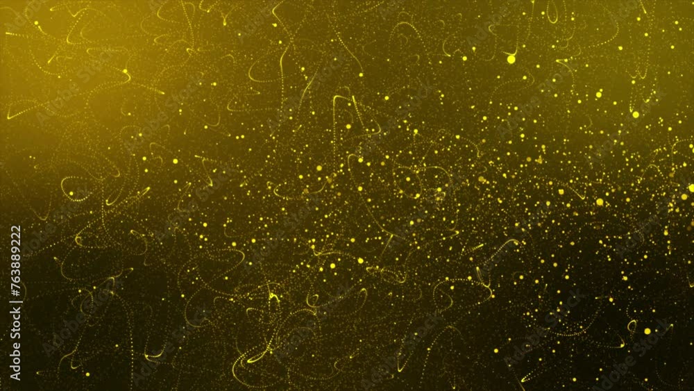 Abstract yellow particle with a distorted and floating line background ...