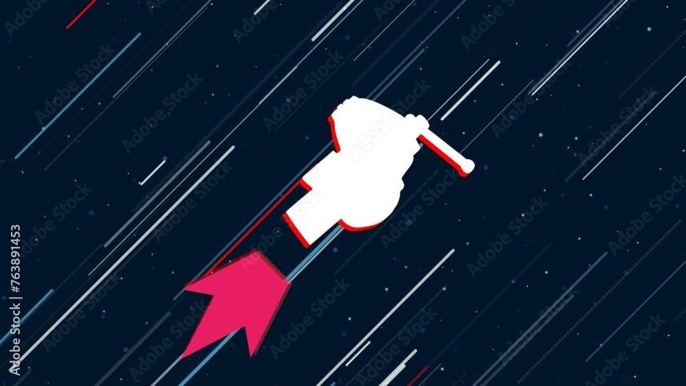 Vise symbol flies through the universe on a jet propulsion. The symbol ...