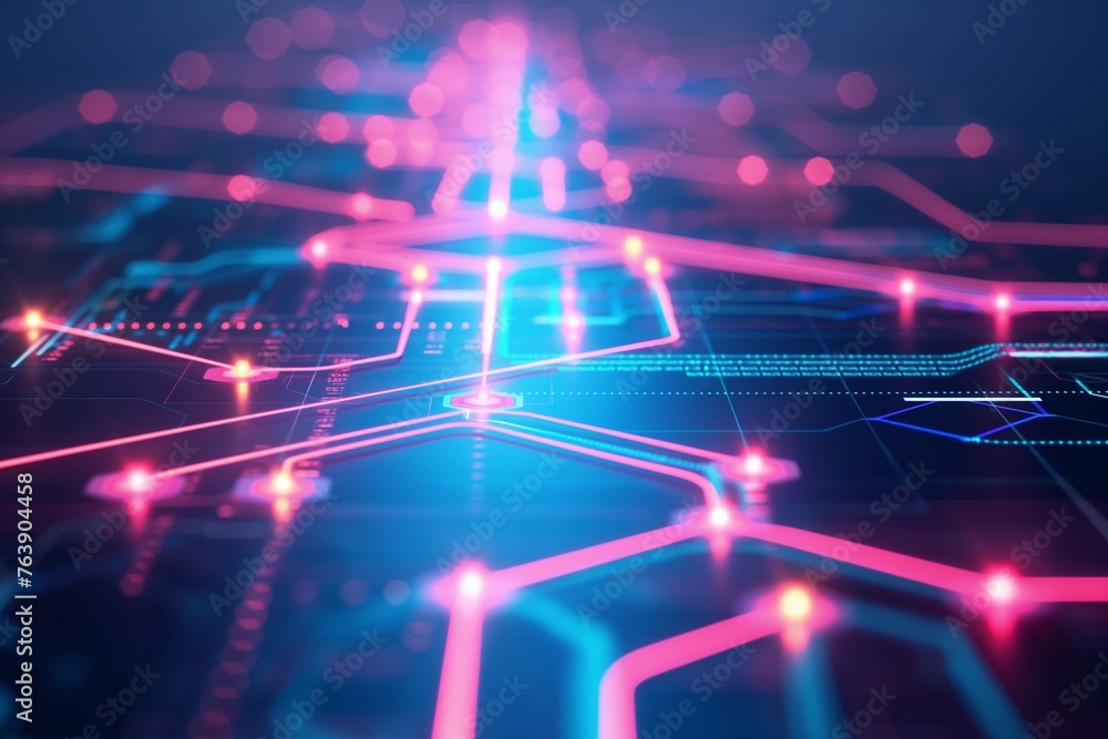 Information Technology roadmap abstract background, cover page, pink ...