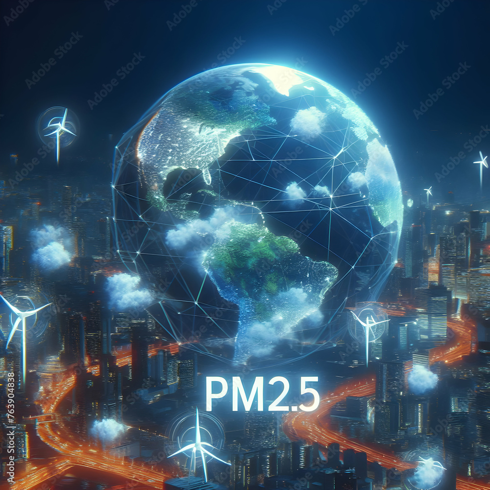 Real Photo photo stock mood theme as PM2.5 Concept for Global Warning Concept as A digital globe ...