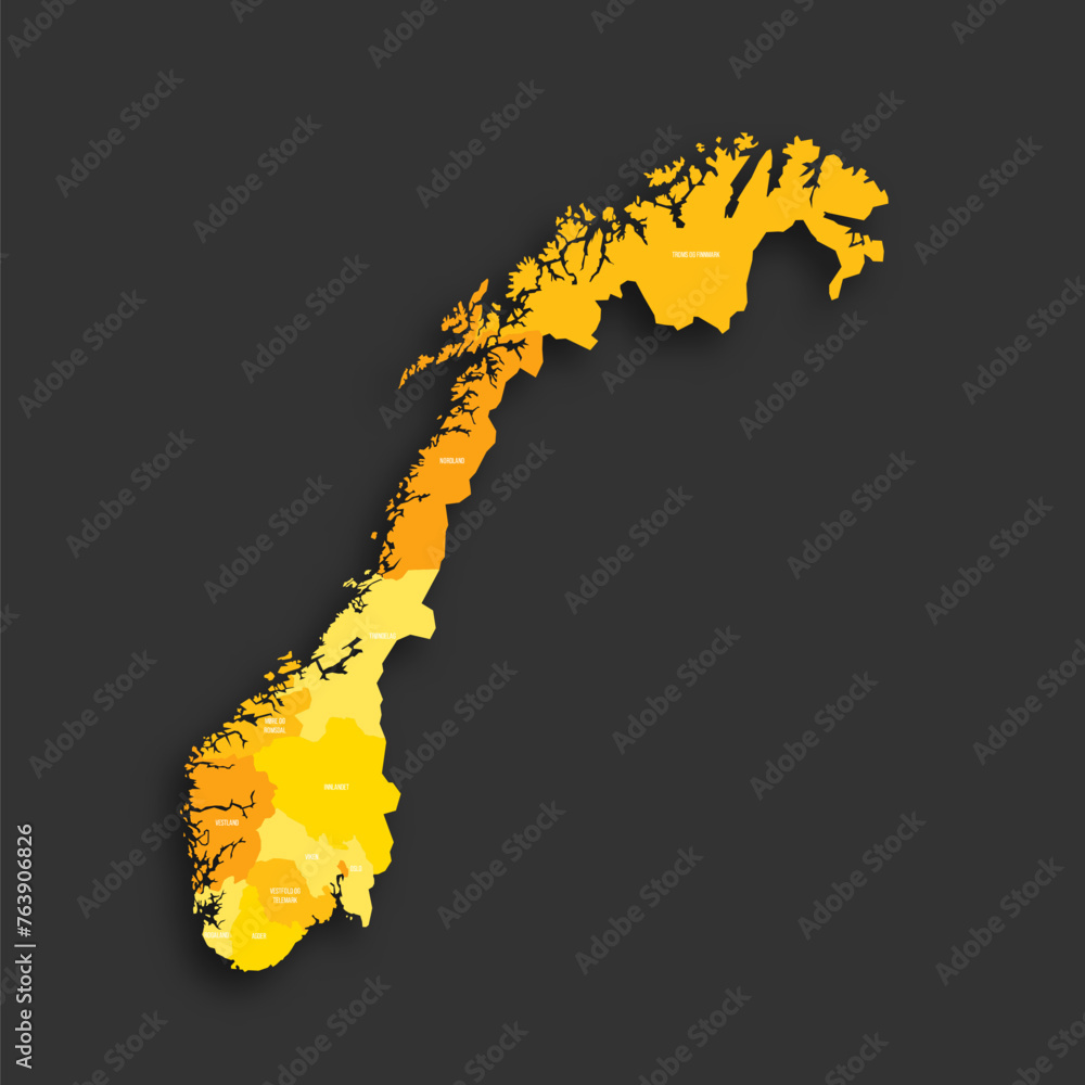Norway political map of administrative divisions - counties and ...