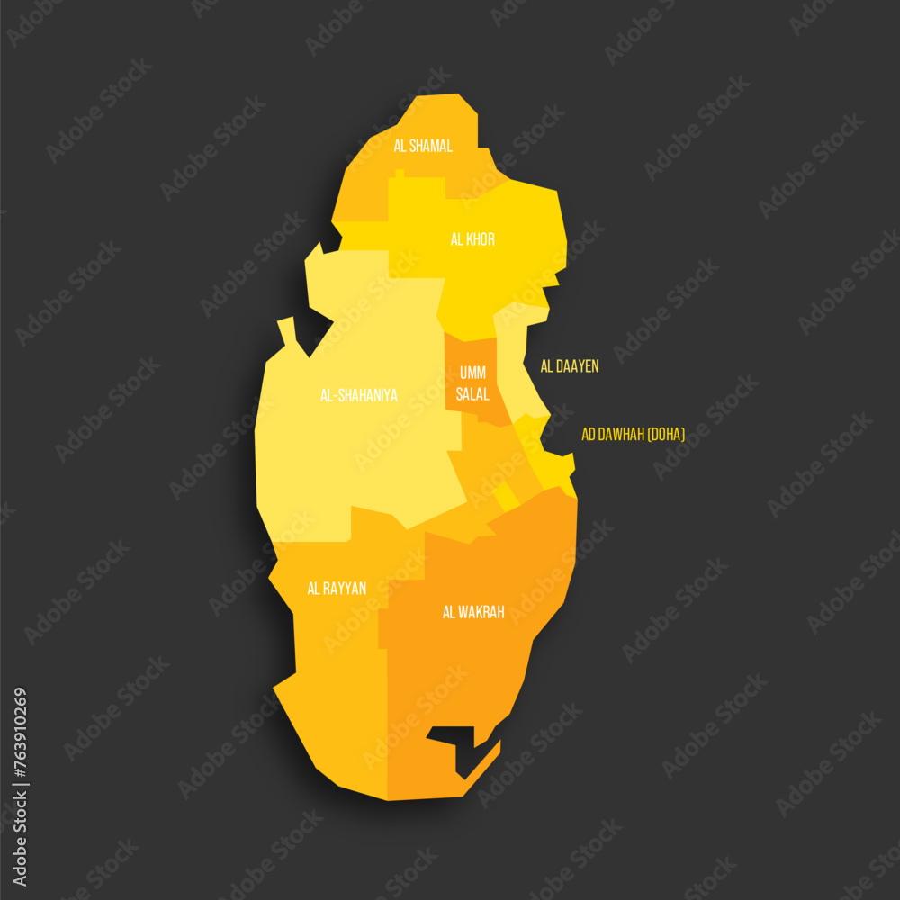 Qatar political map of administrative divisions - municipalities ...