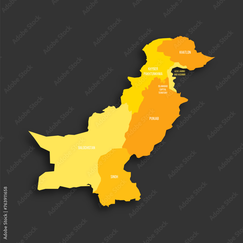 Pakistan political map of administrative divisions - provinces and autonomous territories ...