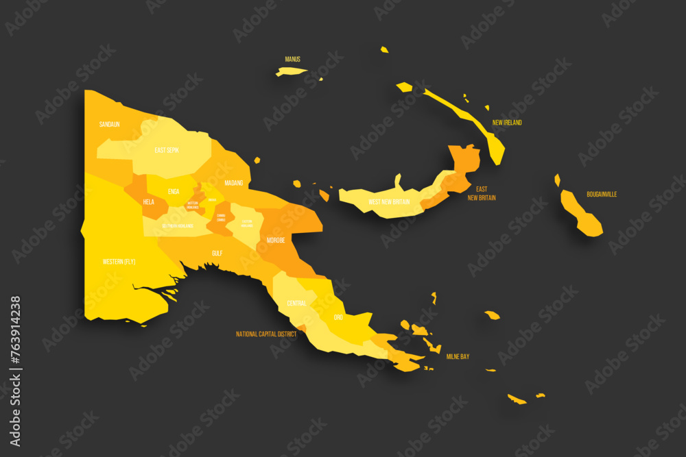 Papua New Guinea political map of administrative divisions - provinces ...