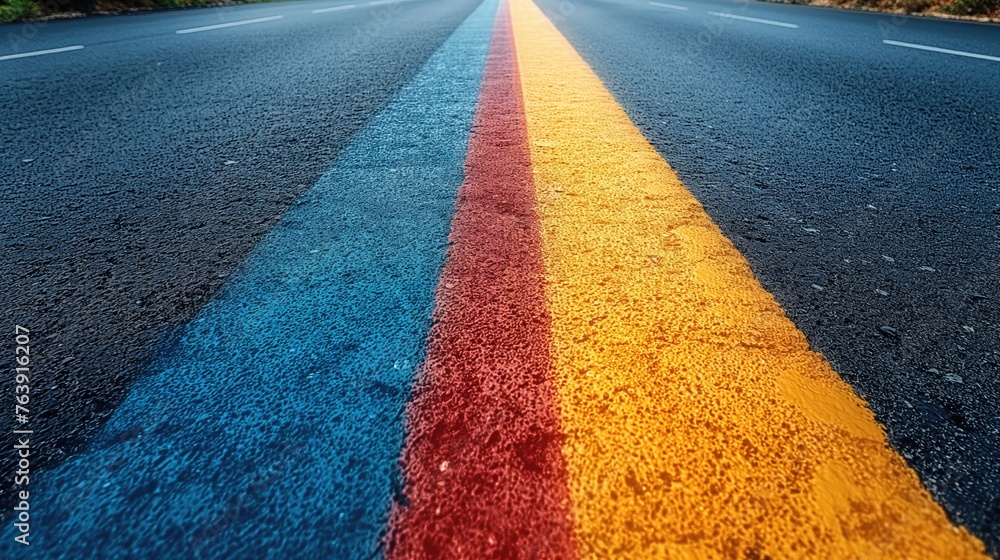 Road markings on asphalt, road surface marking. AI Stock Photo | Adobe ...