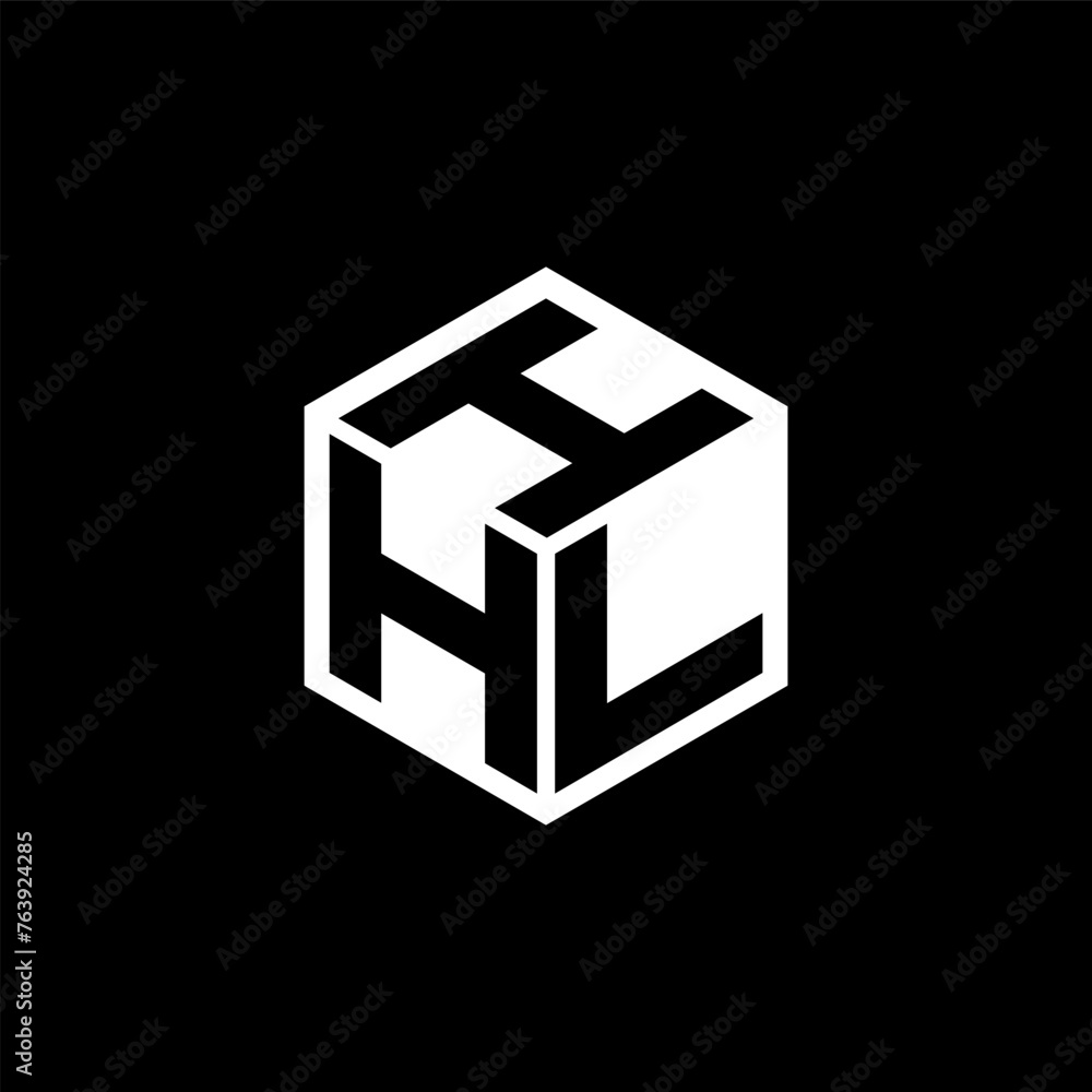 HLI letter logo design with black background in illustrator, cube logo ...