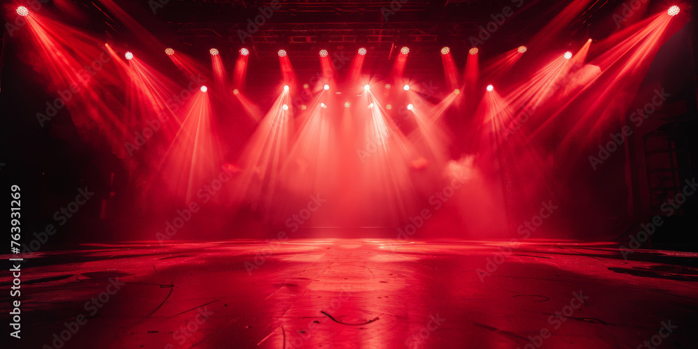 Free stage with lights and smoke, Empty stage with red spotlights ...