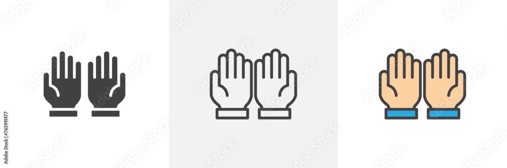 Multi-faith Prayer and Worship Hand Icons. Various Religious and ...