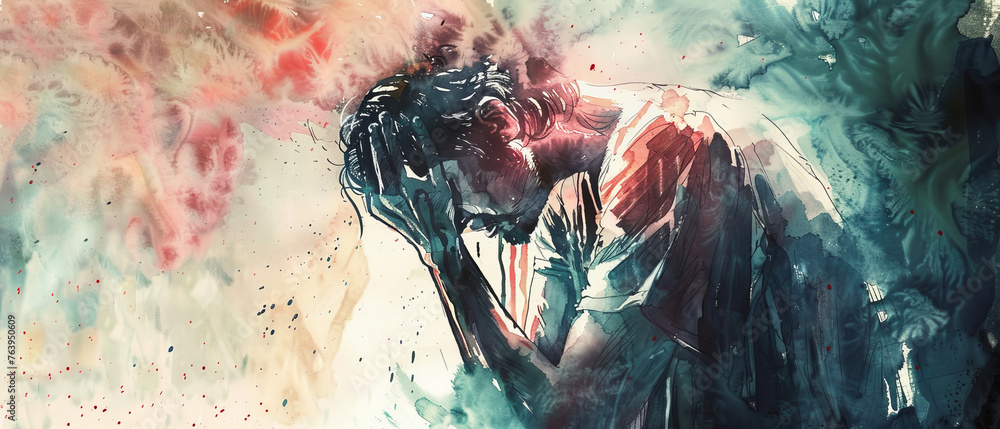 A troubled artist creates a captivating painting of a man with his ...