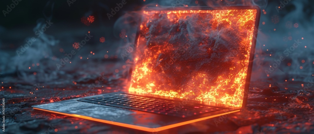 A visual representation of a laptop experiencing heat problems ...