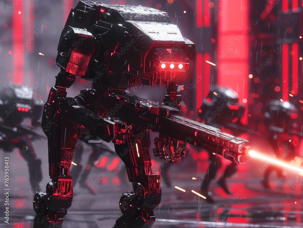 Combat robots in a futuristic arena showcasing advanced AI and weaponry ...