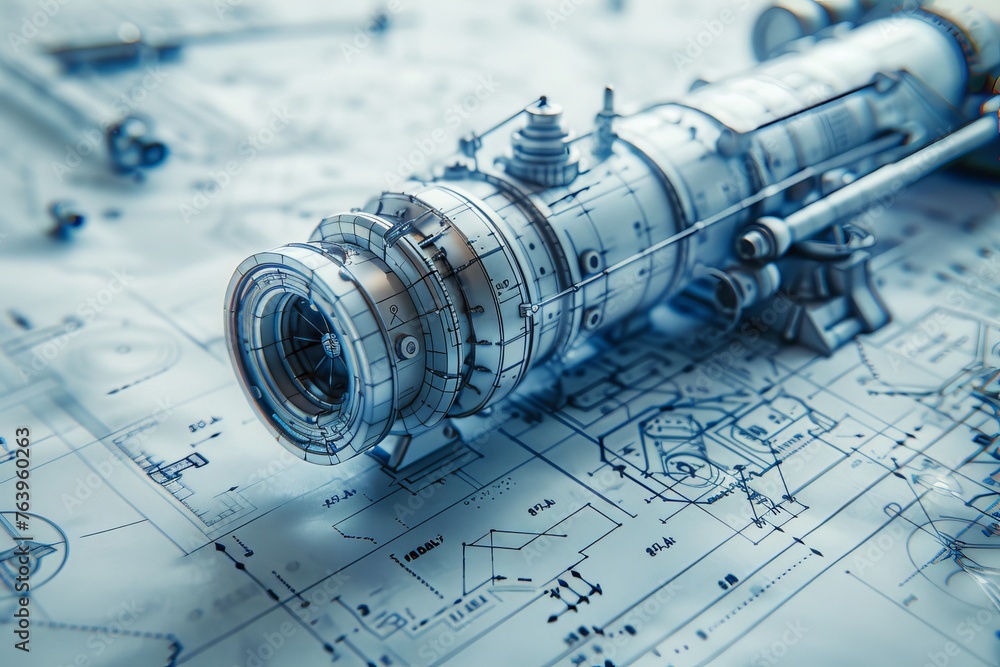 Microscopic Precision Craft a blueprint background with a microscopic ...