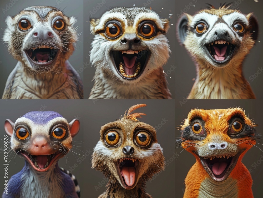emotions in viewers with expressive animal faces depicting joy, sadness ...